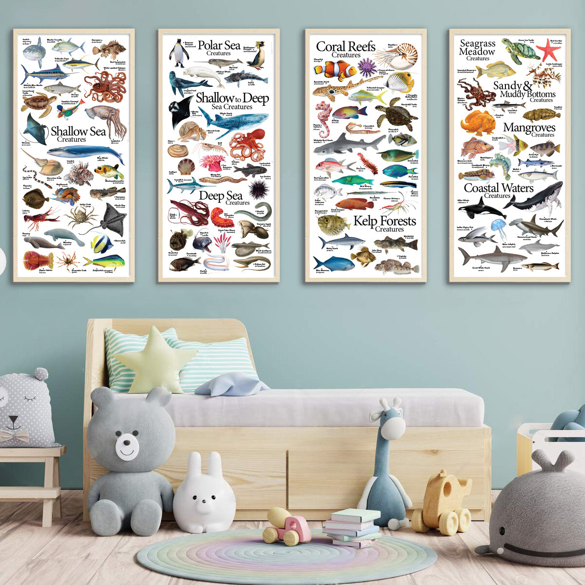 4-page Posters: Sea Creatures – Nerdy Owl